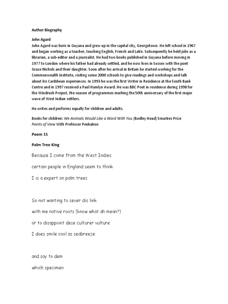 Poem - Palm Tree King | PDF