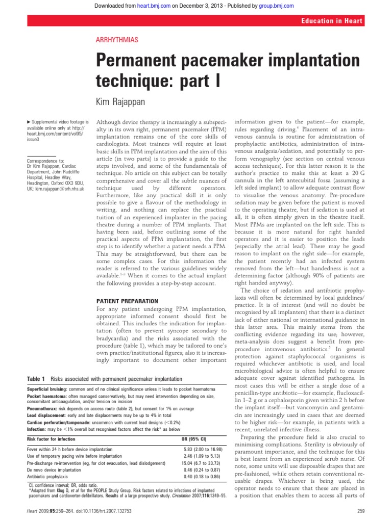 Permanent Pacemaker Technique | PDF | Artificial Cardiac Pacemaker ...