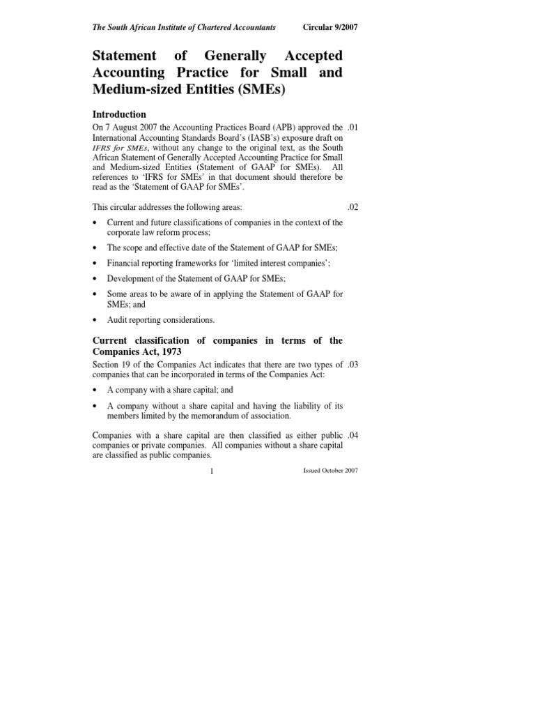 Statement of Generally Accepted Accounting Practice For Small and ...