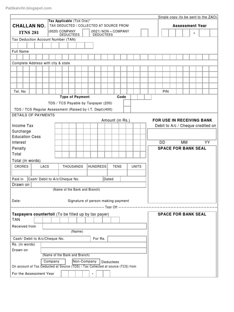 Income Tax Challan ITNS 280 Form | PDF | Payments | Cheque