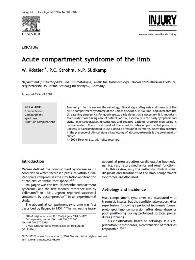 Acute Compartment Syndrome of The Limb | PDF | Clinical Medicine ...