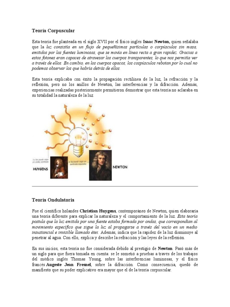 Teoría Corpuscular de la Luz de Newton | PDF | Libros para adolescentes