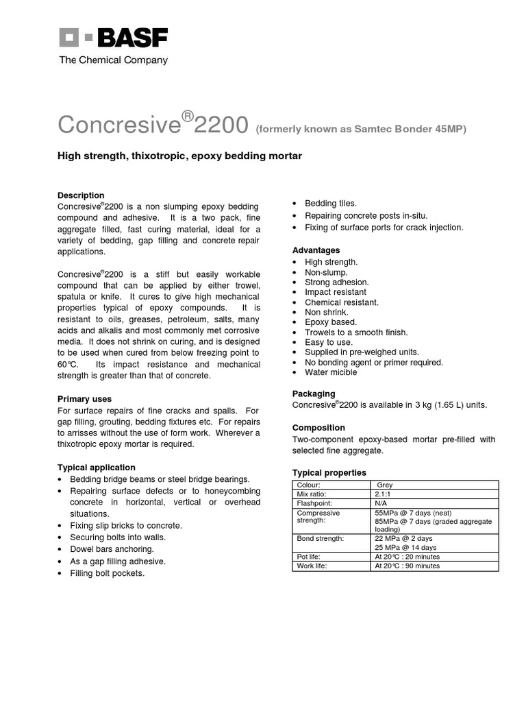 Concresive 2200 | PDF | Epoxy | Adhesive