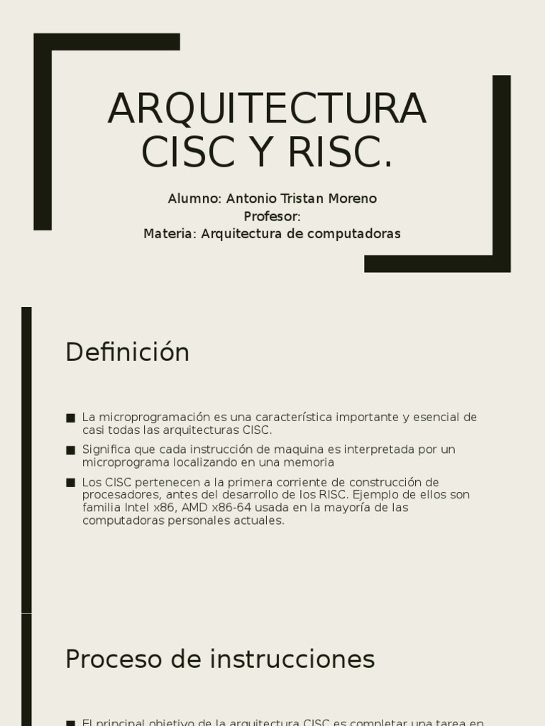 Arquitectura CISC y RISC | PDF | Unidad Central de procesamiento ...