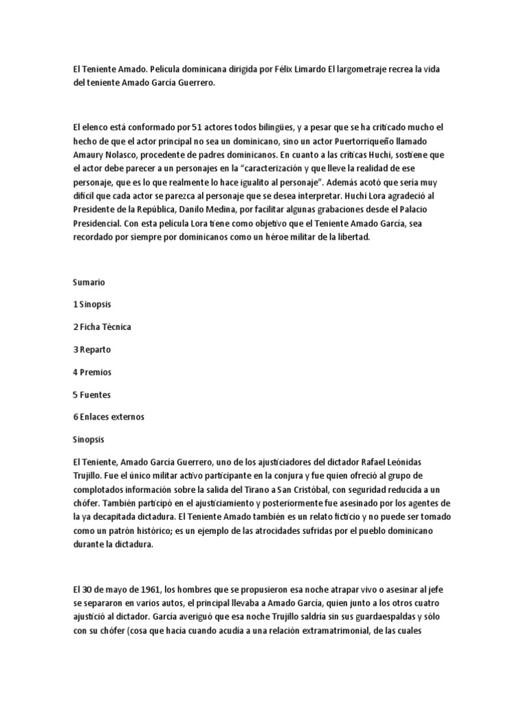 El Teniente Amado: Héroe y Ajusticiador | PDF | República Dominicana ...