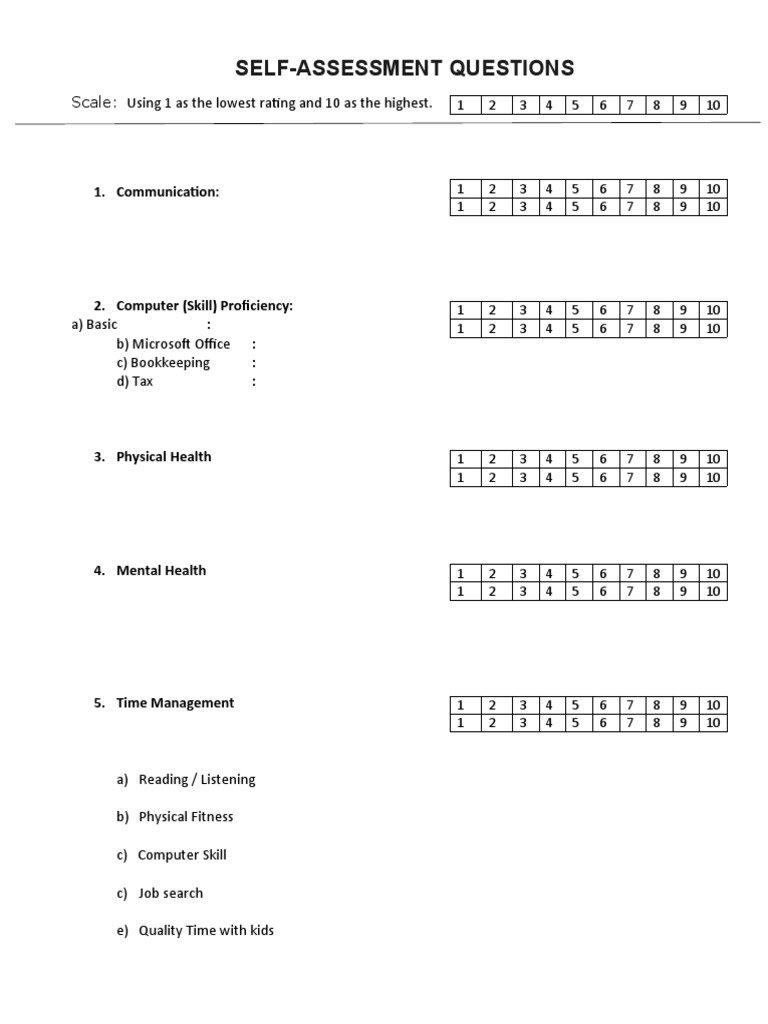 Self-Assessment Rating Guide | PDF | Business | Computers
