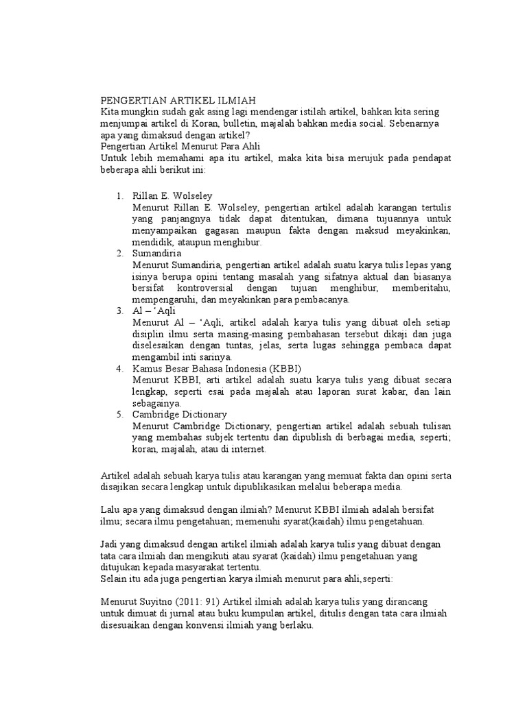 Pengertian Artikel Ilmiah | PDF