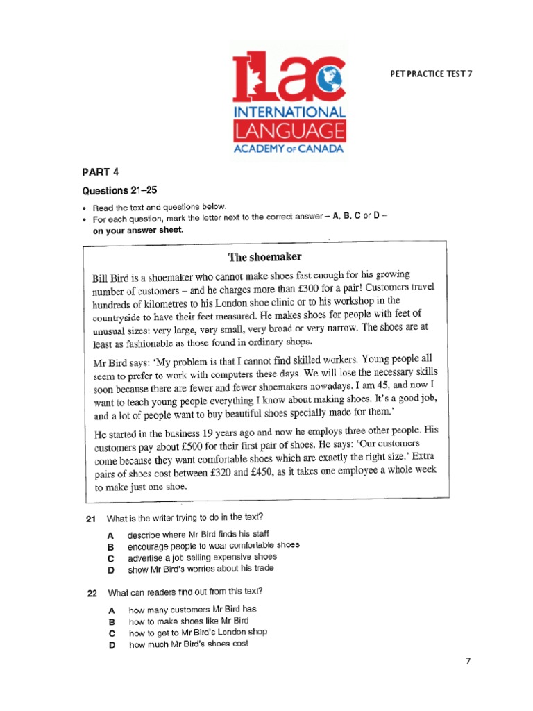 Ilac Practice Test Pet 7 - Booklet-8-9 | PDF