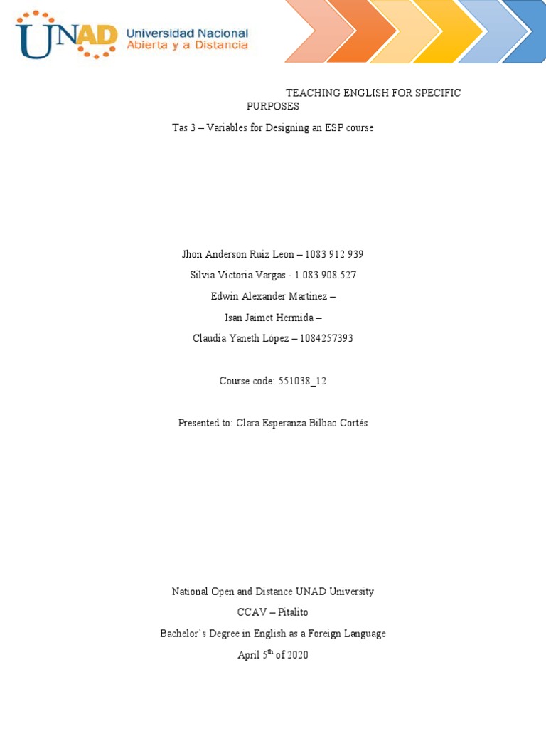 Task 3 - Variables - For - Designing An ESP Course - Collaborative | PDF | Reading Comprehension ...