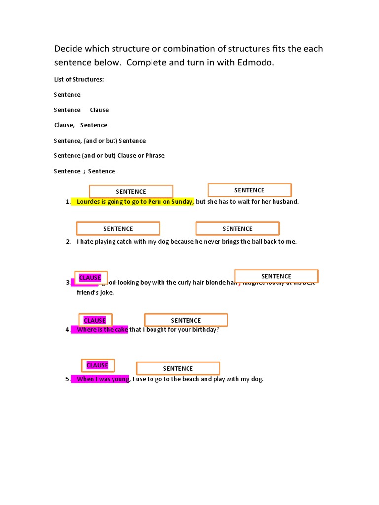 Decide Which Structure or Combination of Structures Fits The Each ...