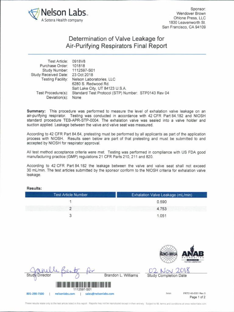 Nelson Labs Valve Leak Test 1112597-S01 PDF | PDF | Pressure ...