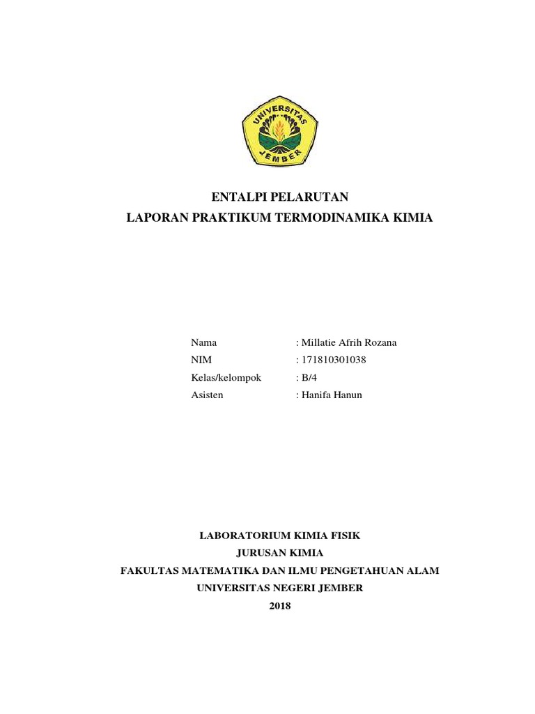 Laporan Entalpi Pelarutan PDF | PDF