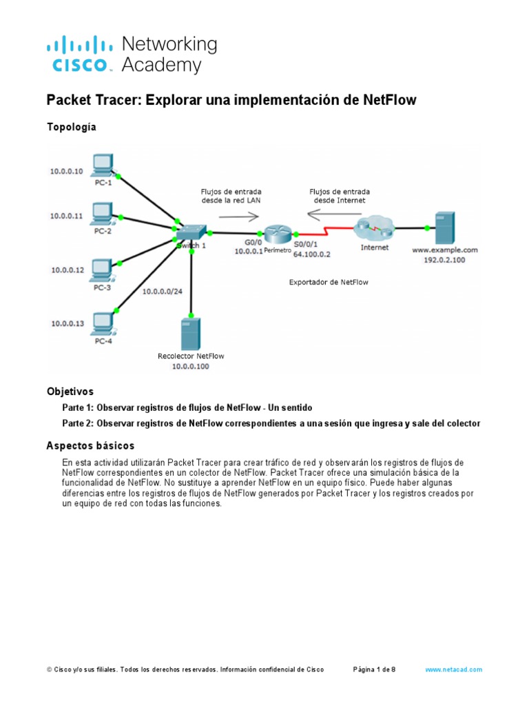 11.2.3.10 Packet Tracer - Explore A NetFlow Implementation Instructions PDF | Descargar gratis ...