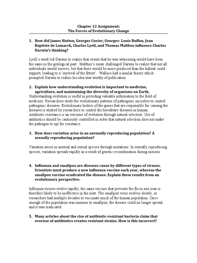 General Biology Chapter 12 Assignment | PDF | Natural Selection | Evolution