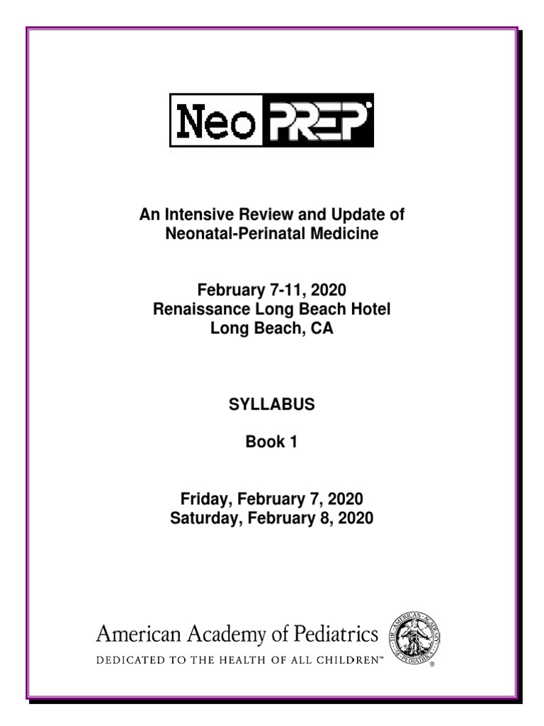 2020 NeoPREP Syllabus Book 1 - Fri-Sat PDF | PDF | Placenta | Fetus