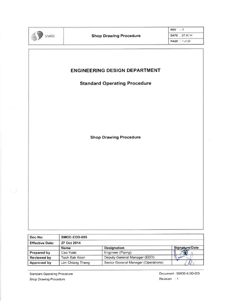 SMOE-EDD-005 - Shop Drawing Procedure. Rev.1 | PDF | Economic Sectors ...