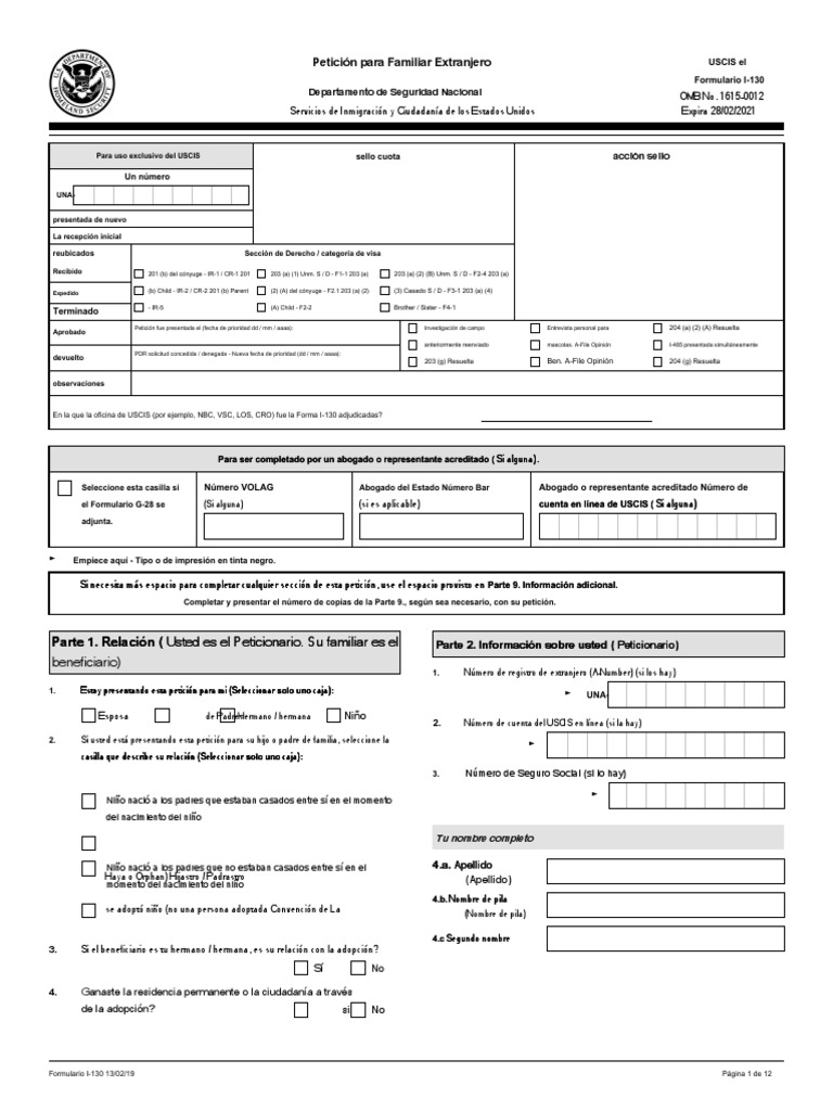 I-130 en Español | Descargar gratis PDF | Familia | Sociedad