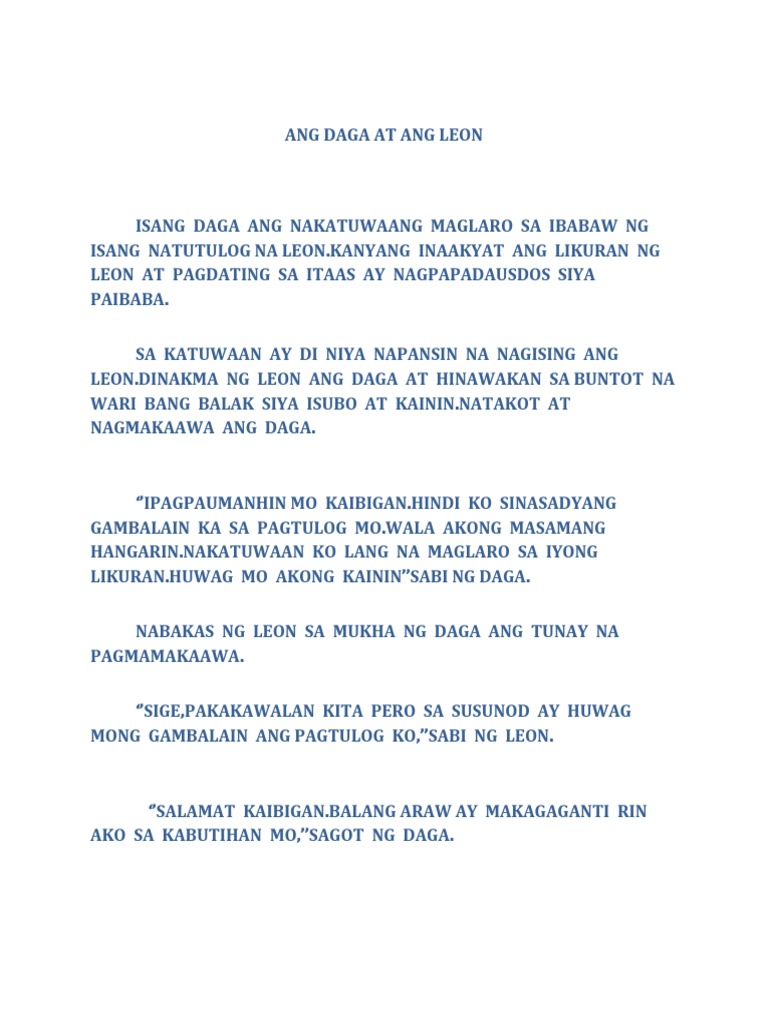 Ang Daga at Ang Leon | PDF