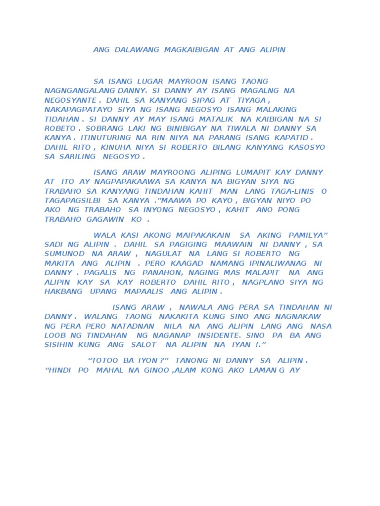 Ang Dalawang Magkaibigan at Ang Alipin | PDF