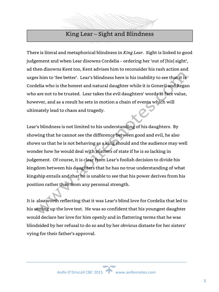 King Lear - Imagery - Sight and Blindness | PDF | King Lear