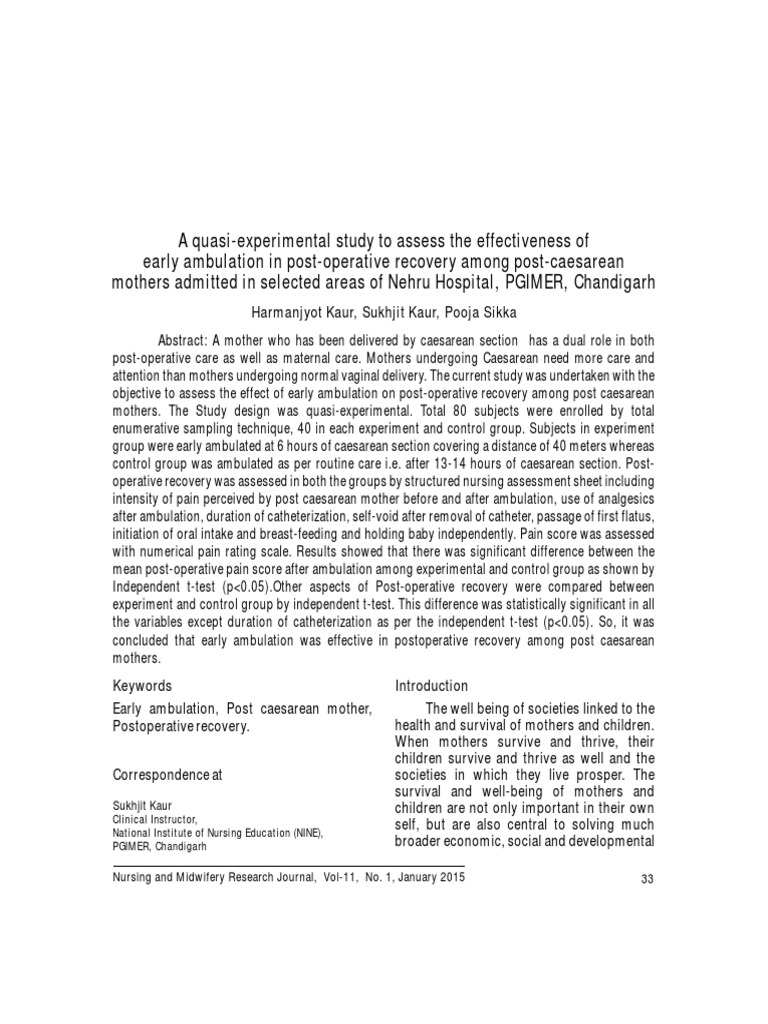 Assessing the Effectiveness of Early Ambulation in Improving Post ...