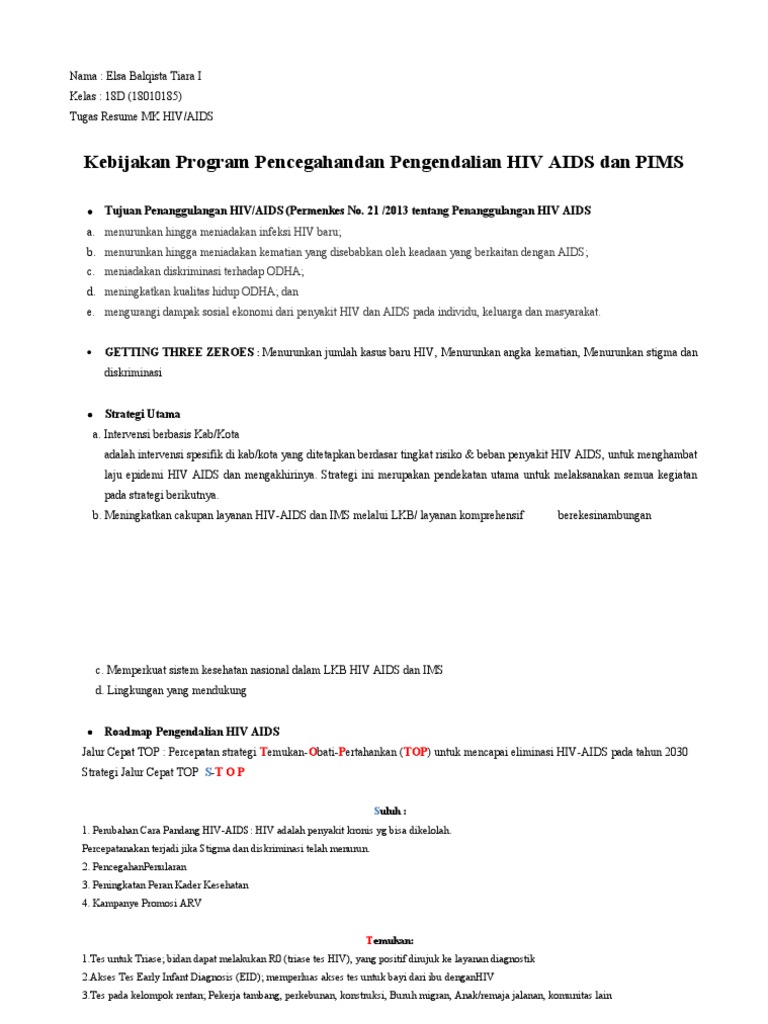 Kebijakan Program Pencegahandan Pengendalian HIV AIDS Dan PIMS | PDF