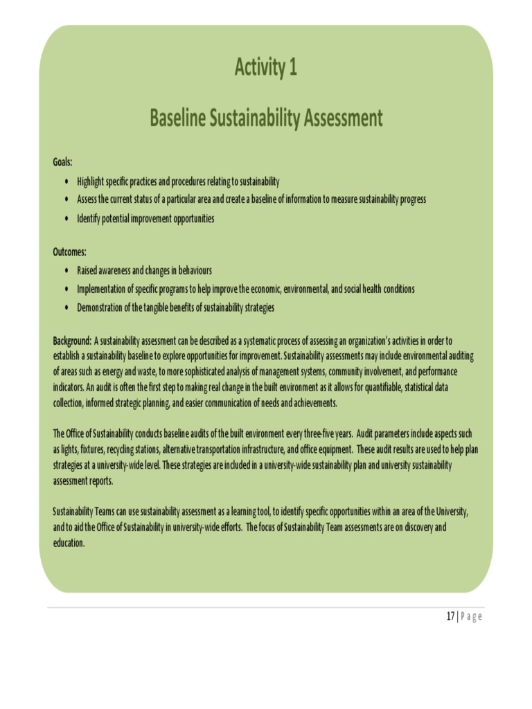 Baseline Sustainability Assessment Guide | PDF | Sustainability | Economies