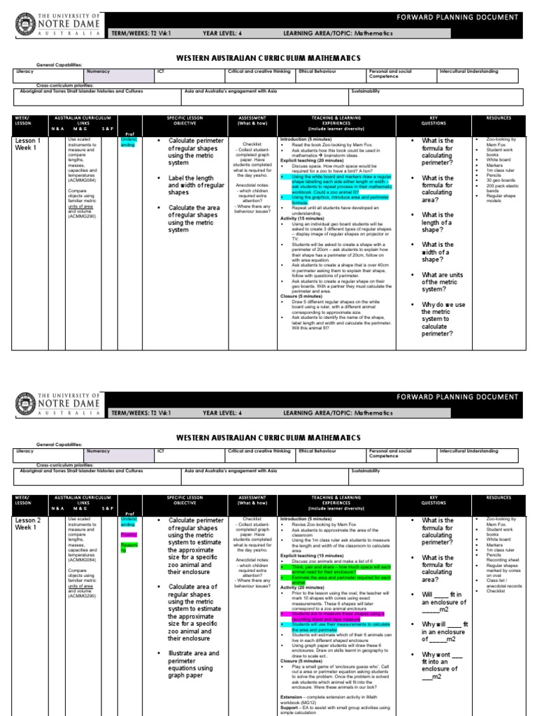 Math FPD 1 | PDF | Area | Curriculum