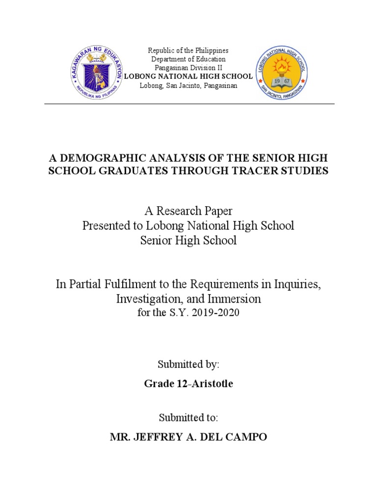 A Research Paper Presented To Lobong National High School Senior High ...