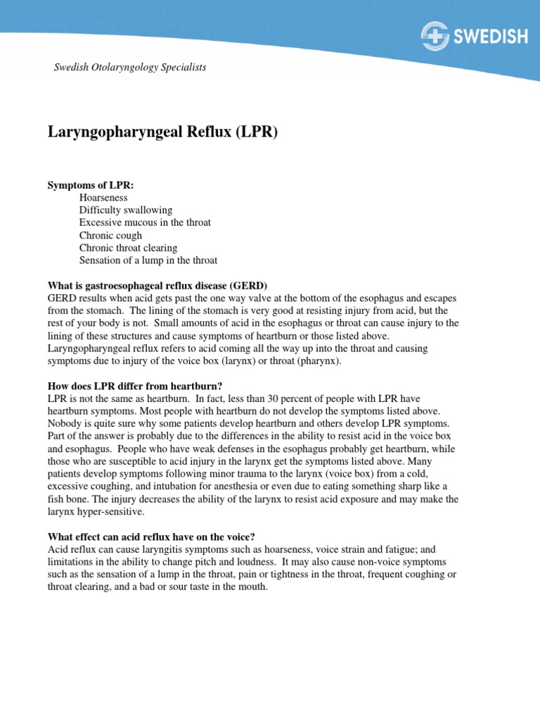 LPR Reflux PDF | PDF | Gastroesophageal Reflux Disease | Heartburn
