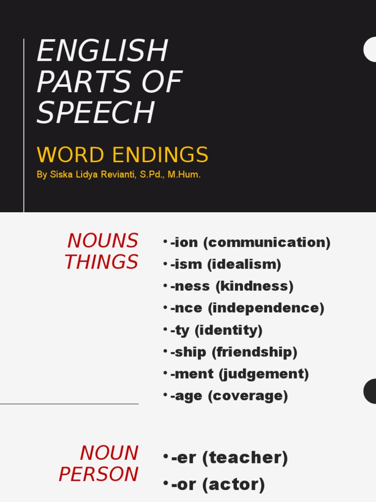 English Word Endings Guide | PDF