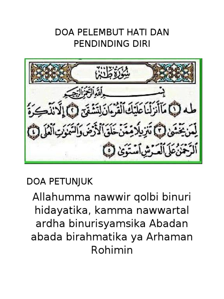 Doa Pelembut Hati Dan Pendinding Diri | PDF