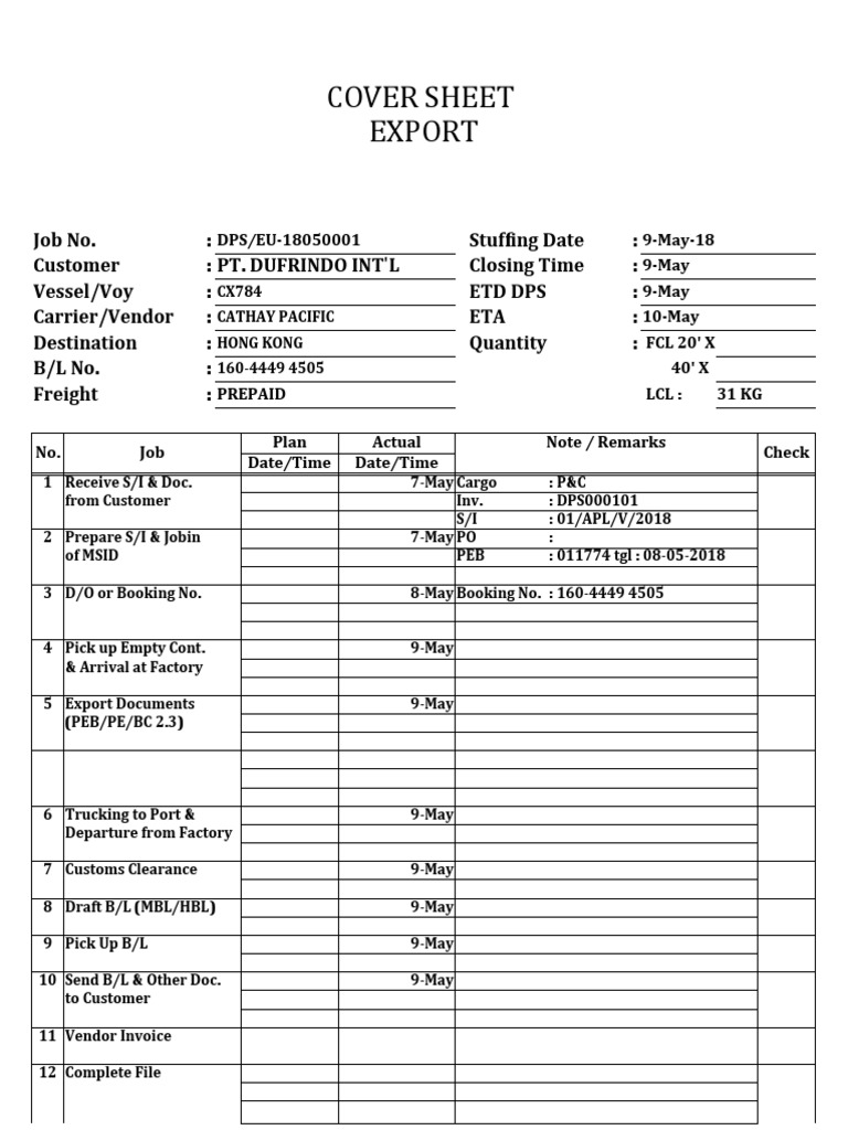 Blank COVER SHEET | Download Free PDF | Cargo | Freight Transport