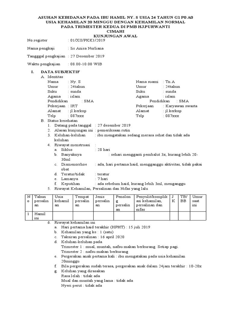 Soap Anc Kunjungan Awal | PDF