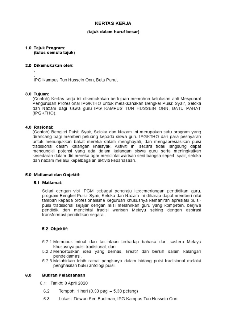 Contoh Format Kertas Kerja | PDF