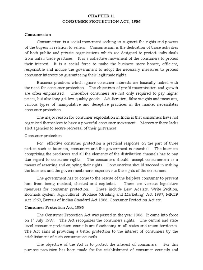 Consumer Protection Act, 1986 Consumerism | PDF | Consumer Protection ...