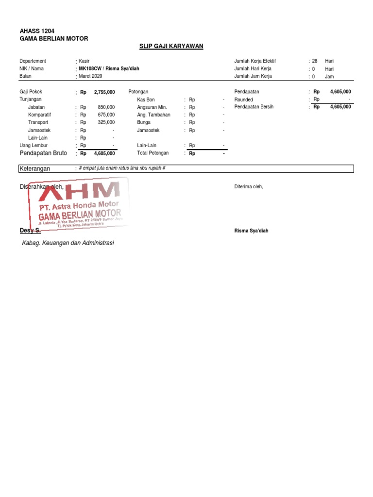 Gaji-Karyawan Ahm | PDF