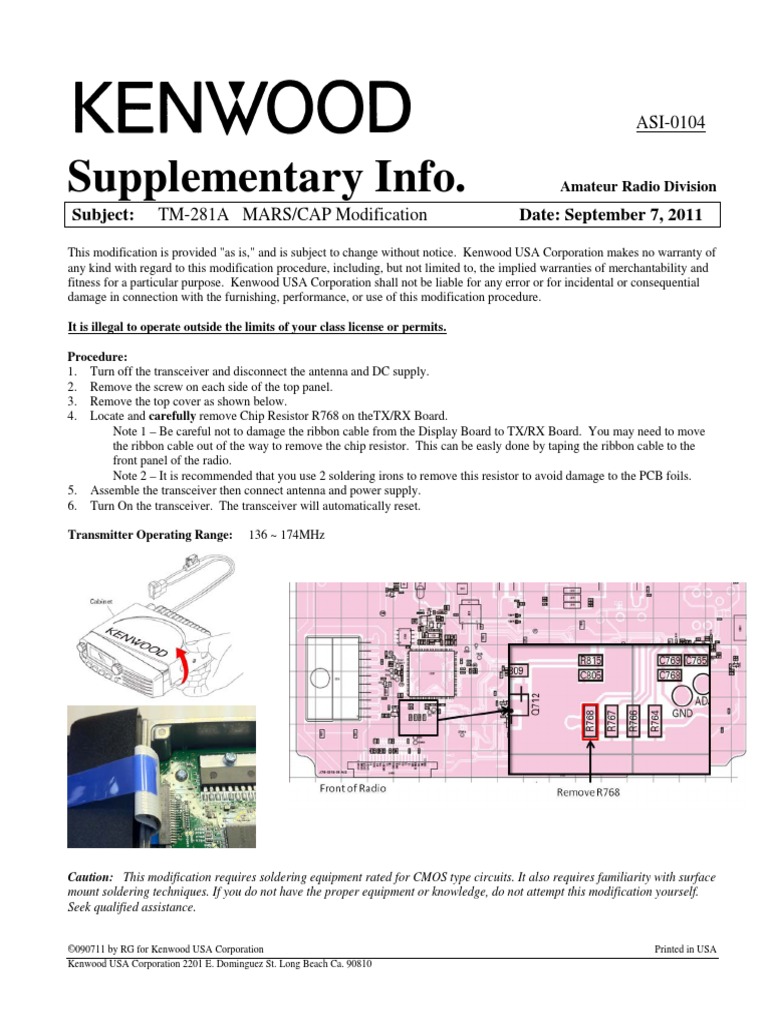 Kenwood TM-281a Mars Mod | PDF