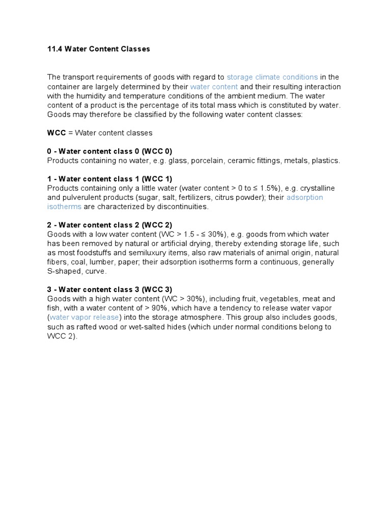 11.4 Water Content Classes | PDF | Science & Mathematics