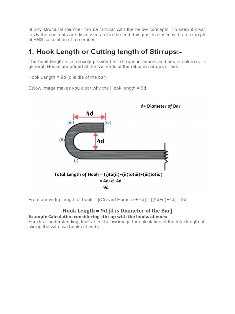 Hook Length Calculation for Stirrups | PDF | Teaching Methods ...