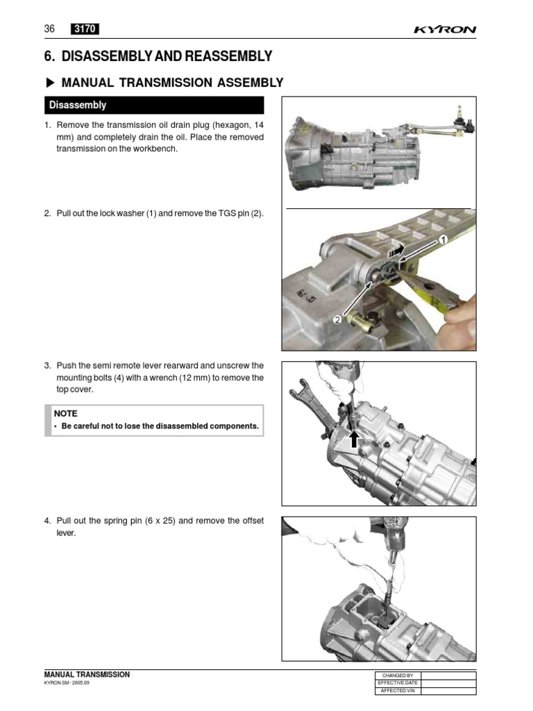 Disassembly and Reassembly: Manual Transmission Assembly | PDF | Manual ...