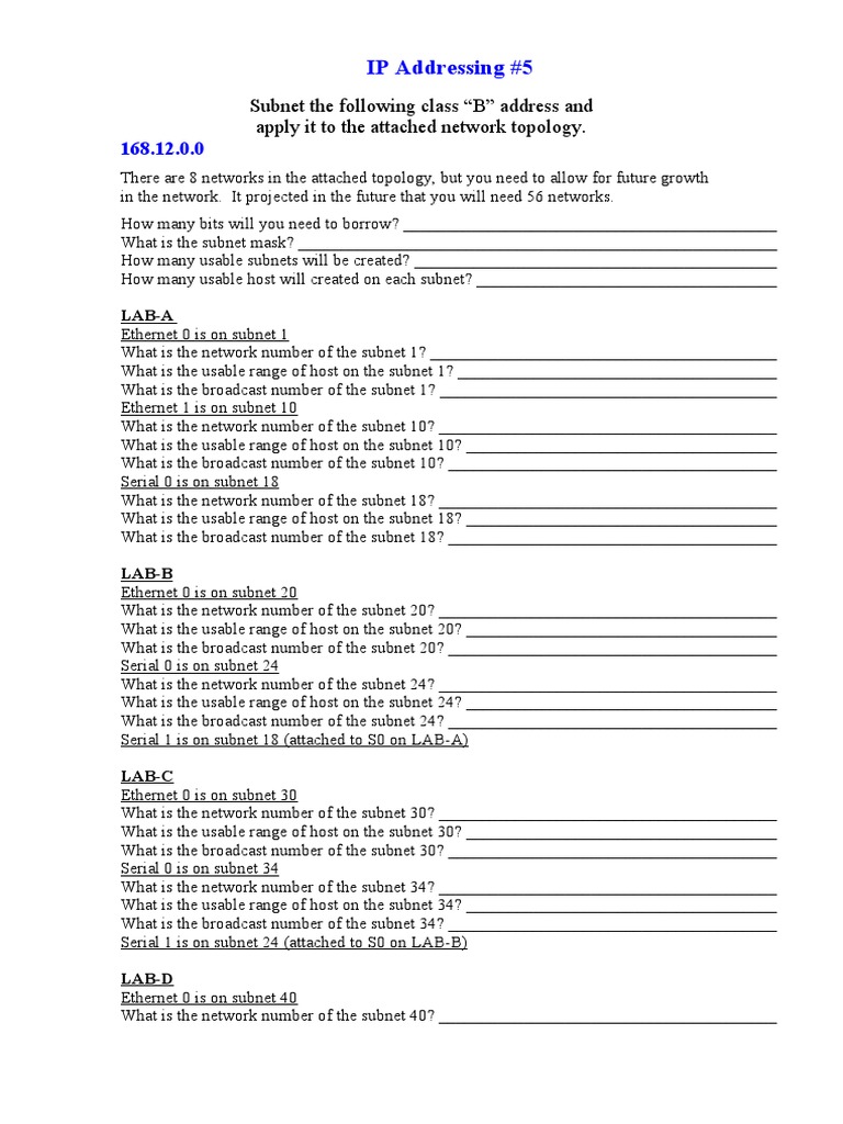 Subnetting Class B Address and Assigning IP Addresses | PDF | Ip Address | Router (Computing)