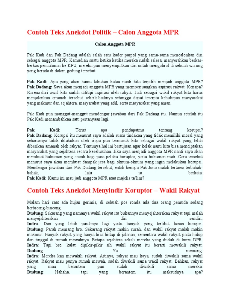 Contoh Teks Anekdot Politik | PDF