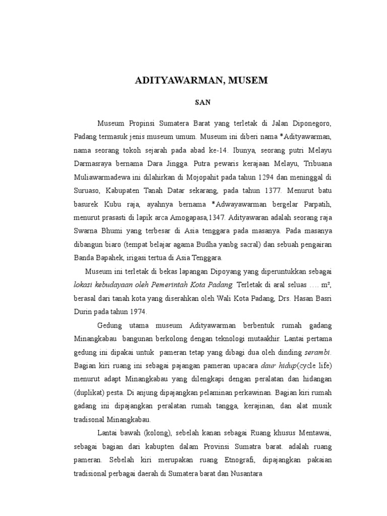 Adityawarman, Museum | PDF