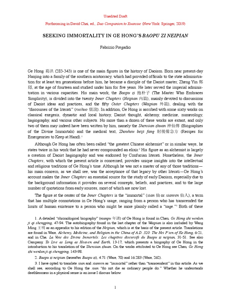 Jejum Seeking - Immortality - in - Ge - Hongs - Baopuzi PDF | PDF | Confucianism | Eastern ...