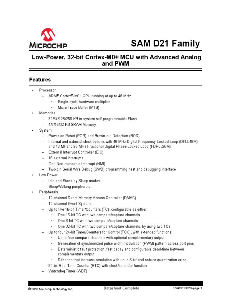 SAMD21 Family DataSheet DS40001882D PDF | PDF | Digital To Analog ...