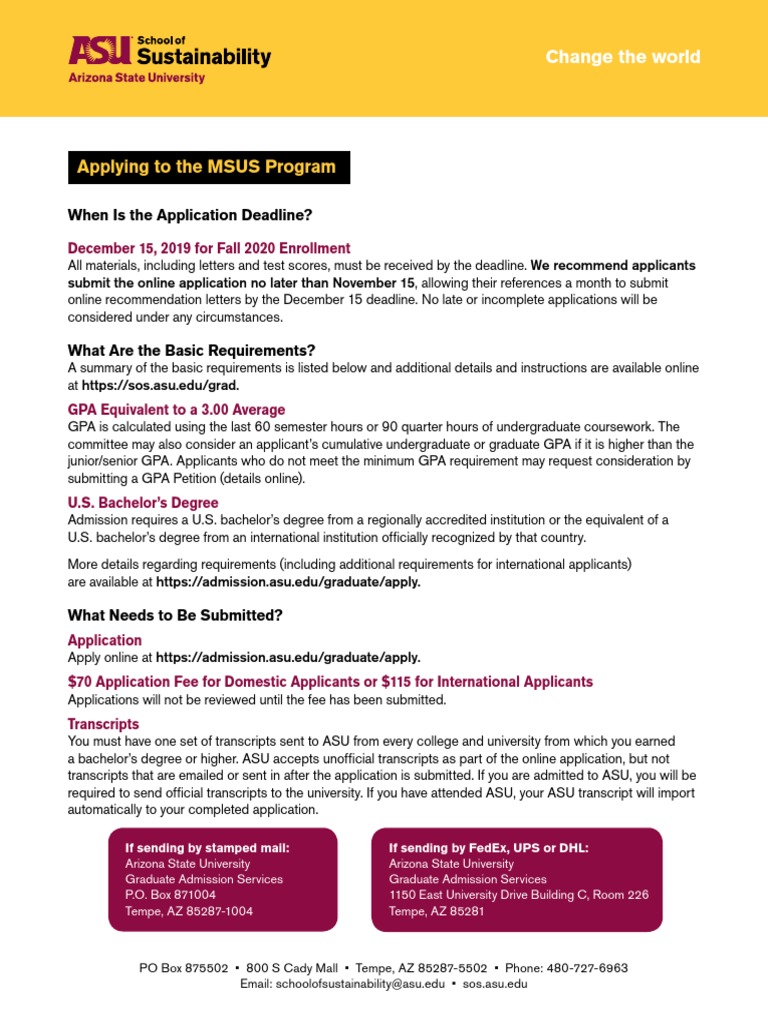 Applying To The MSUS Program: When Is The Application Deadline? | PDF ...