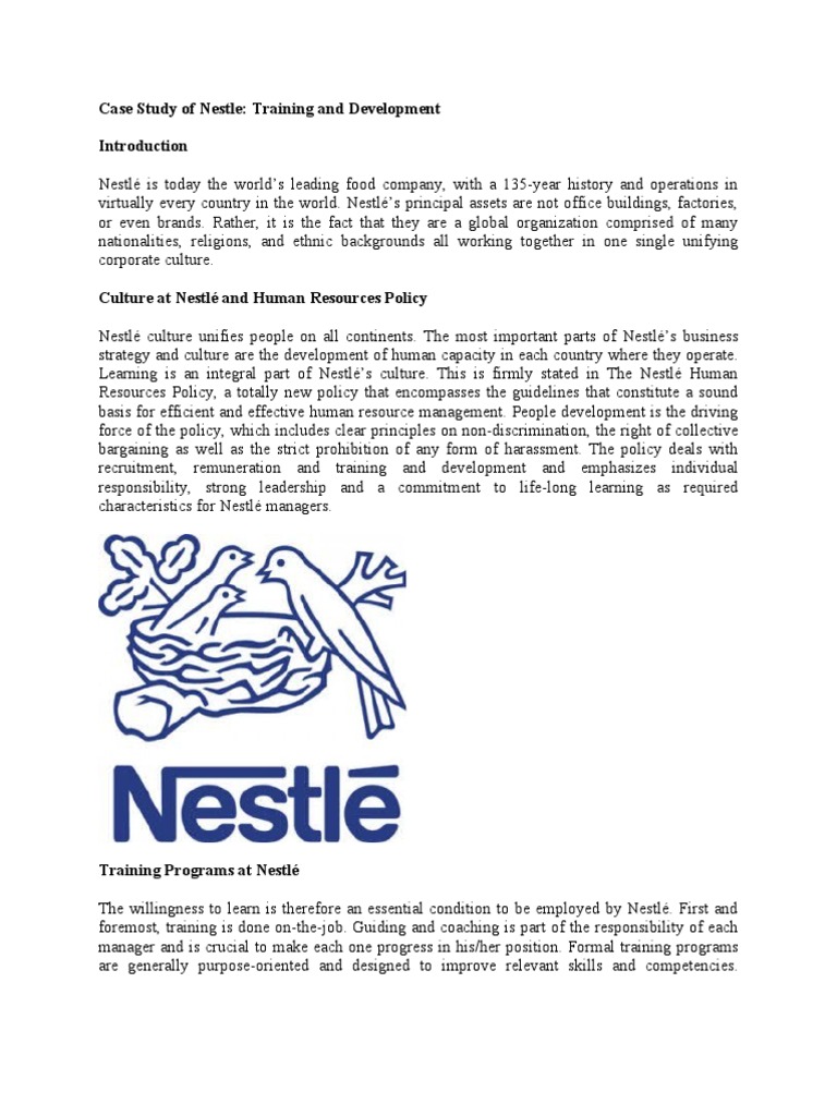 Case Study of Nestle Training and Development | PDF | Apprenticeship | Employment