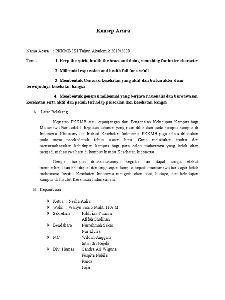 Konsep Acara PKKMB (New) | PDF