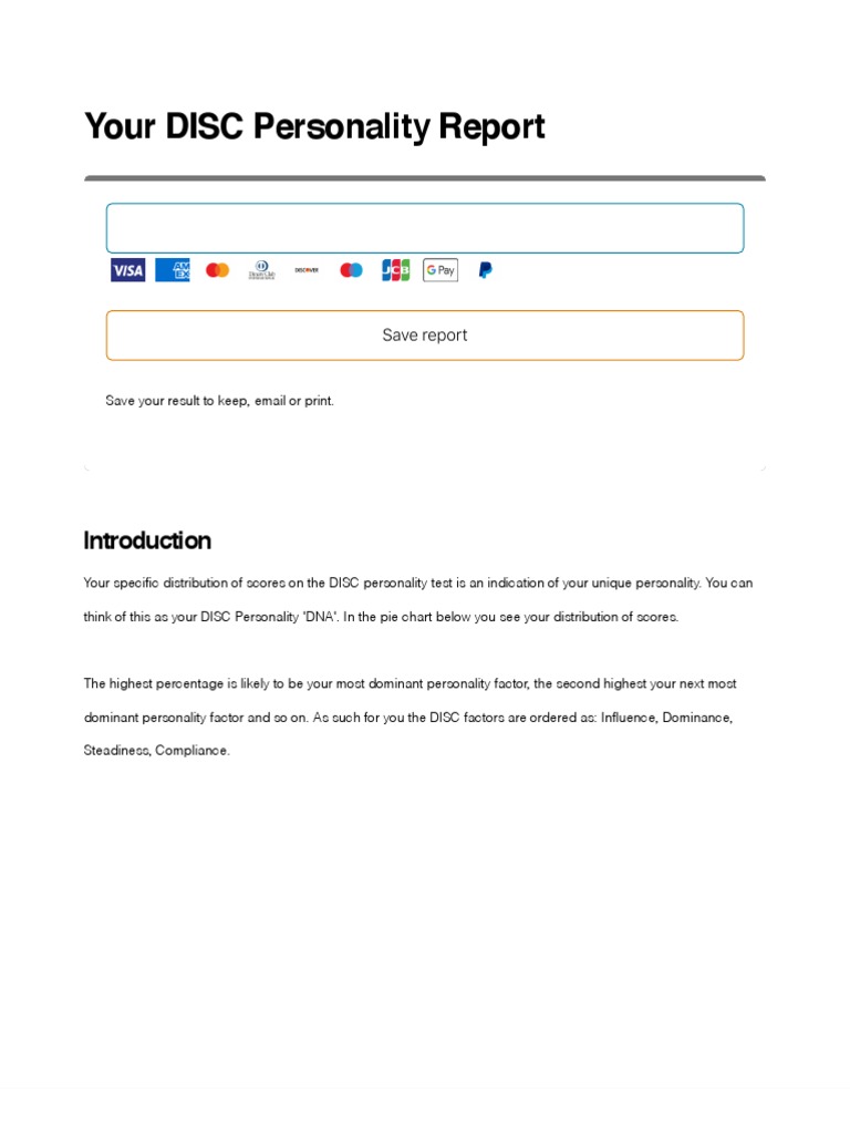 Your Free DISC Personality Report | PDF | Psychology | Cognitive Science